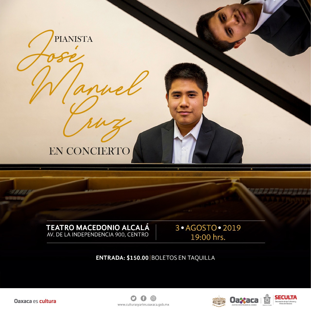 Impulsa Seculta al joven pianista José Manuel Cruz en su concierto